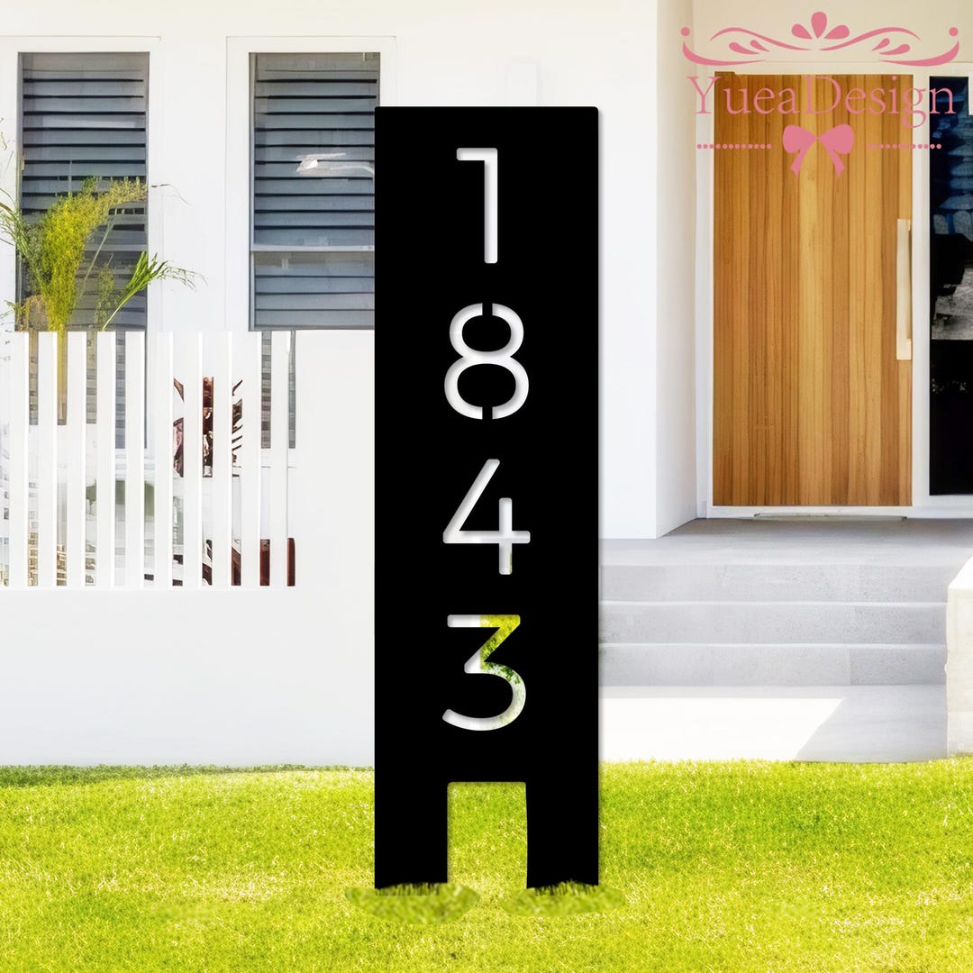 Metal Personalized Vertical Address Stake, Custom House Numbers, Metal ...