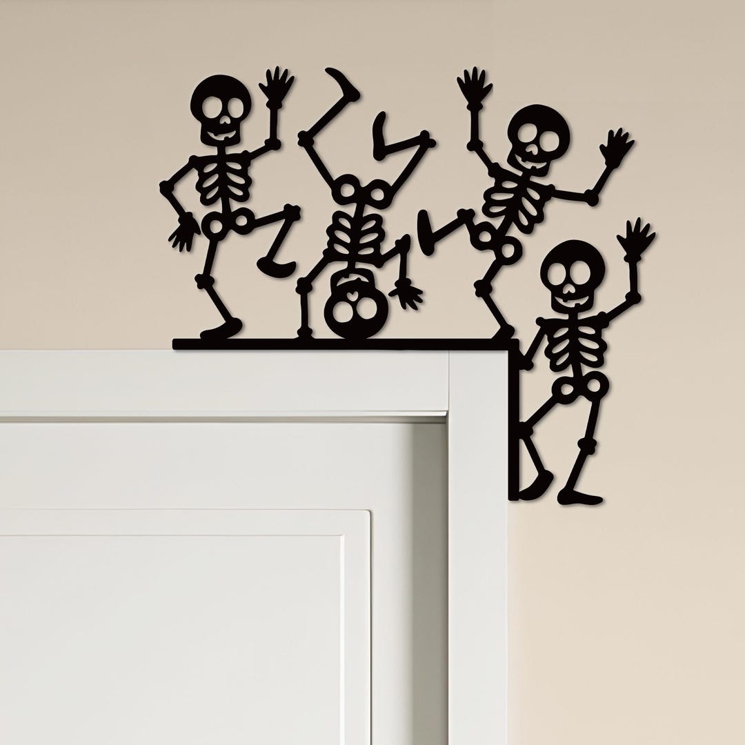 Custom Dancing Skeletons Silhouette Door Frame Metal Decor, Halloween ...