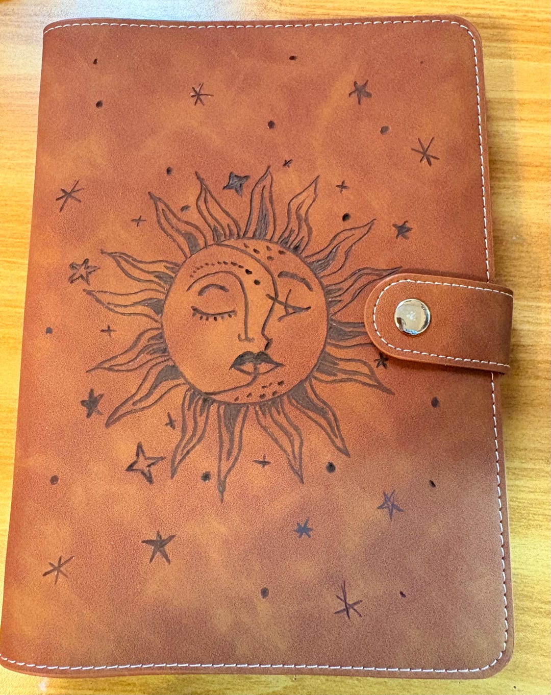 Hand Burned Journal and Notes, Moon and Sun Binder - Etsy