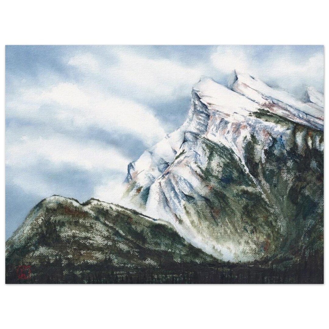 Mount Rundle Watercolor Print Rocky Mountain Art Watercolour Gift for ...