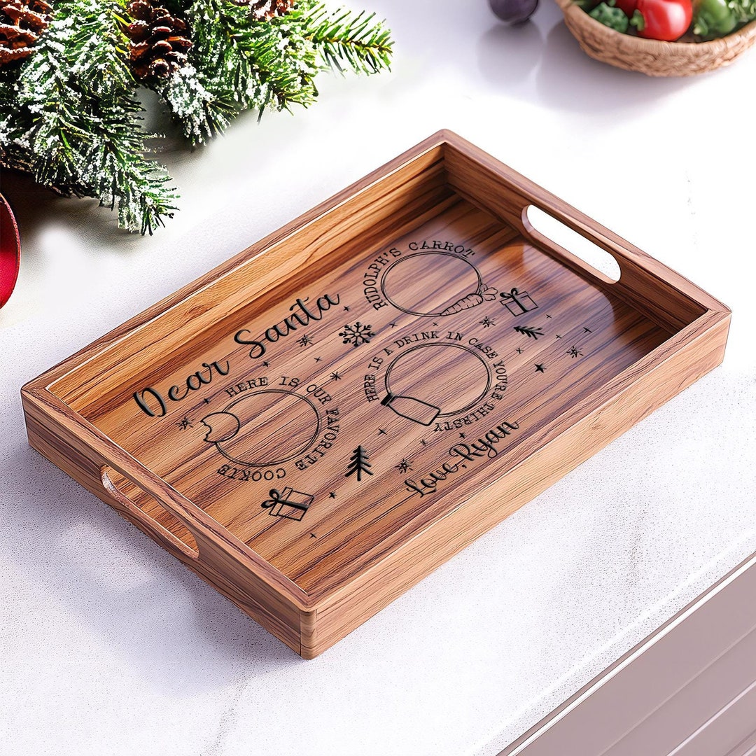 Custom Santa Cookie Tray,christmas Milk Eve Plate,santa Serving Tray ...