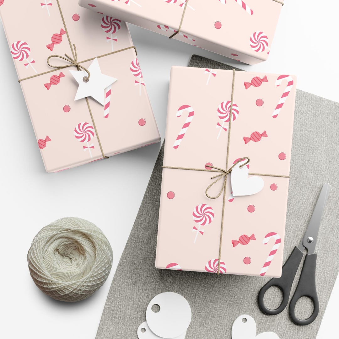 Baby Pink Candy Land Wrapping Paper, Pink Wrapping Paper Christmas ...