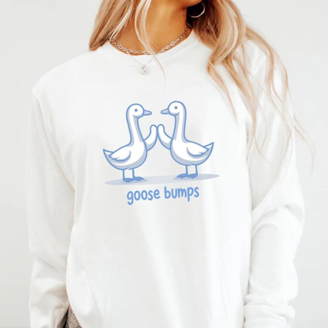 Funny Goose Bumps Sweatshirt, Geese Fist Bump Jumper, Goose Bumps ...
