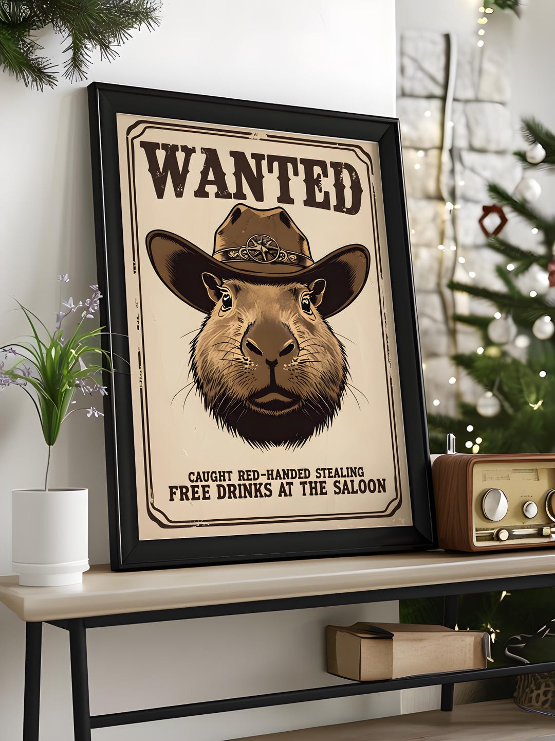 Wanted Capybara Poster, Capybara Cowboy Hat, Wild West Western Animal ...