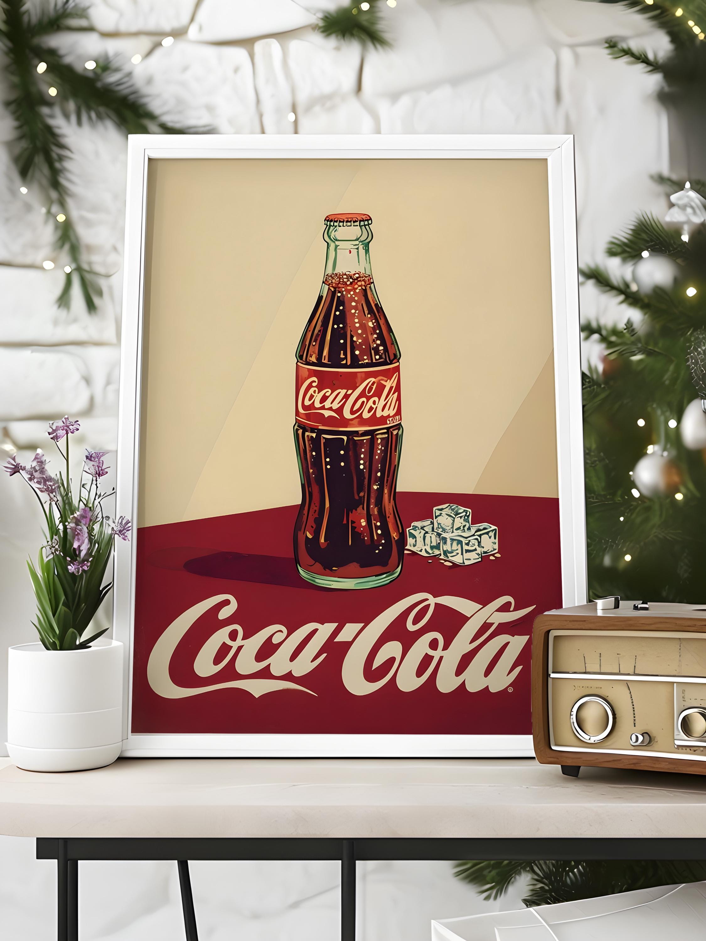 Vintage Coca-cola Can Poster Print, Green Background, Rolled Posters ...