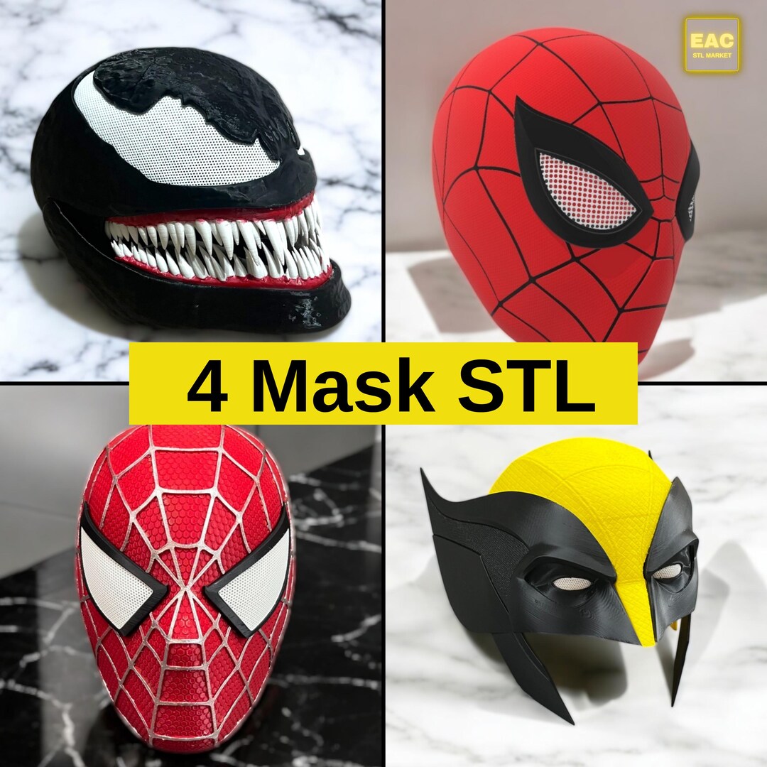 3D 4 Superhero Mask STL File, Wolverine Magnetic Masks 3D, High Quality ...