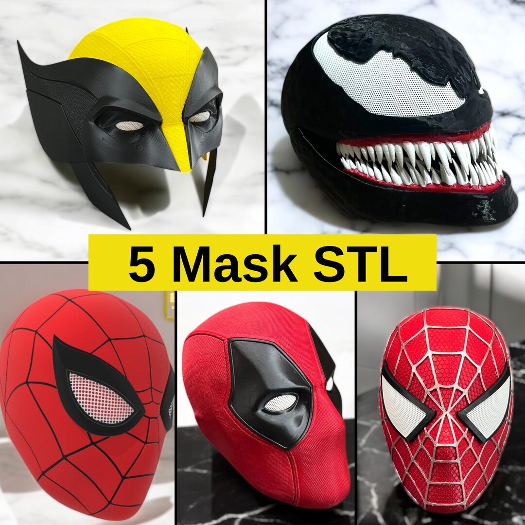 Venom, Spiderman, Deadpool and Spiderman Pack STL Files, 5 Superhero ...