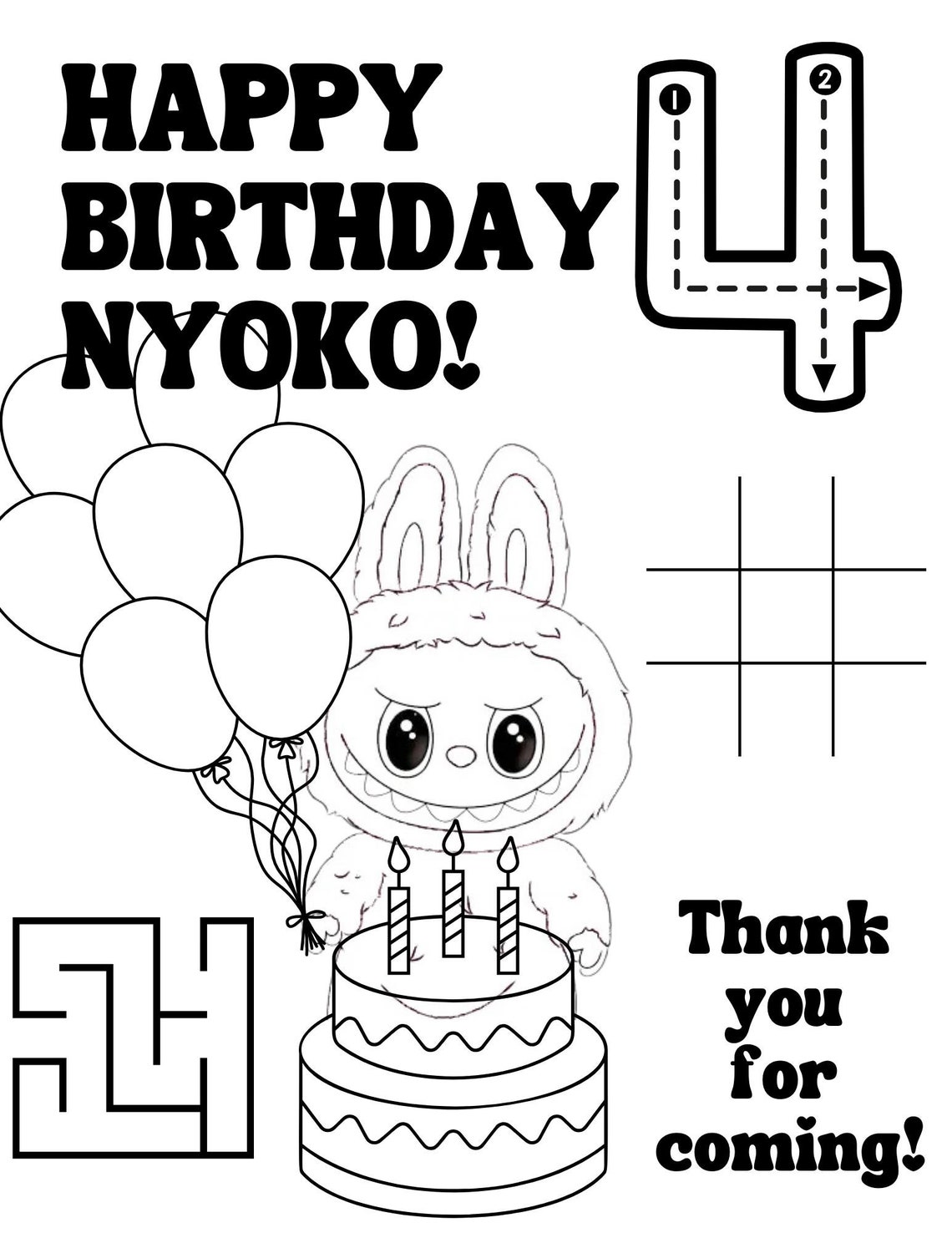 Labubu Birthday Coloring Activity Placemat - Etsy