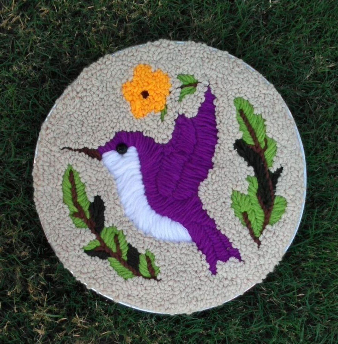 Purple Hummingbird Punch Needle Wall Art -nature-inspired Elegance - Etsy