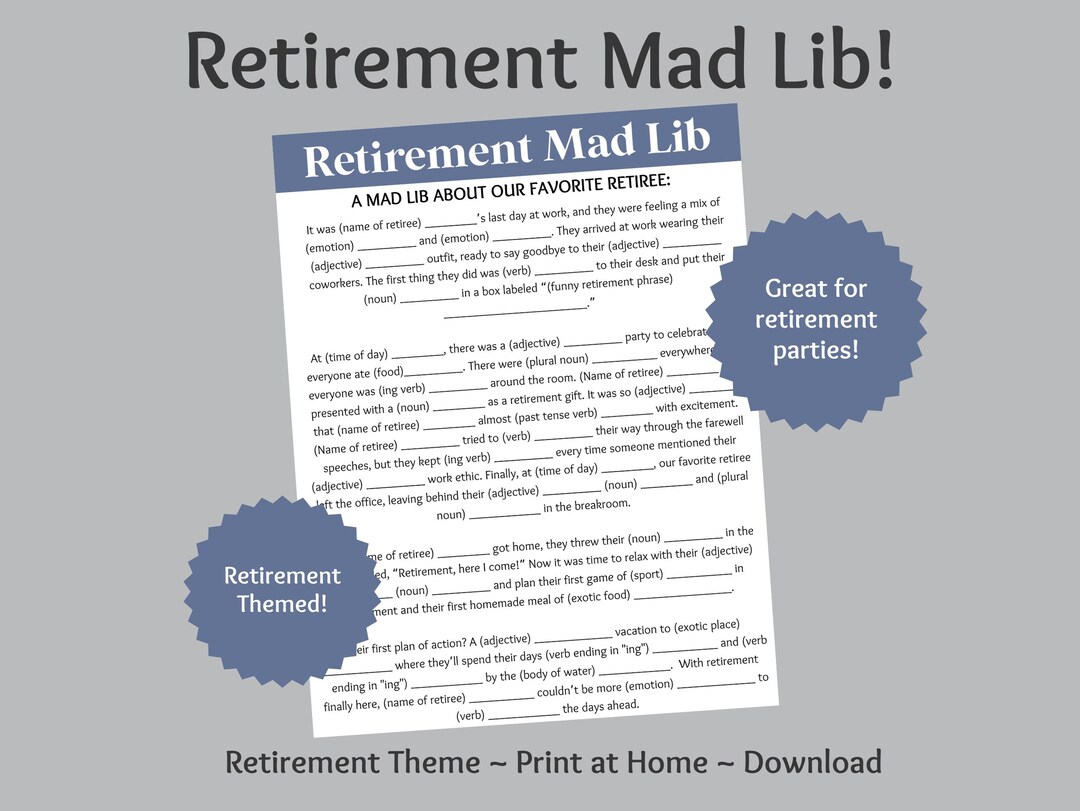 Retirement Mad Lib | Police Retirement, Nurse Retirement | Retirement ...