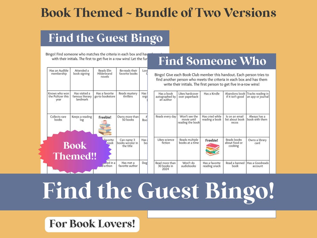 Book Club Games: Find the Guest Bingo | Team Building Games for Book ...