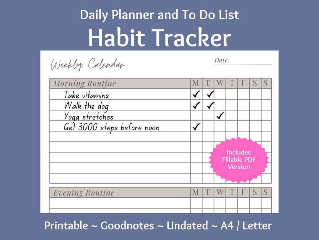 Habit Tracker & Daily Planner for Self Care | to Do List, Printable ...