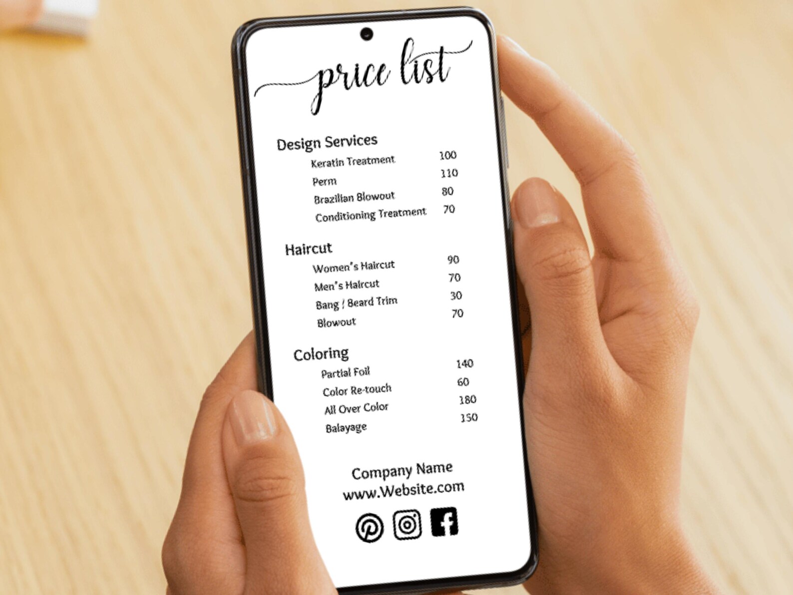 Price List Template | Salon Sign, Business Sign | Canva Template ...