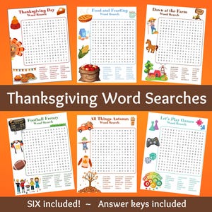 Thanksgiving Word Search Pack - Perfect for Classroom, Friendsgiving ...