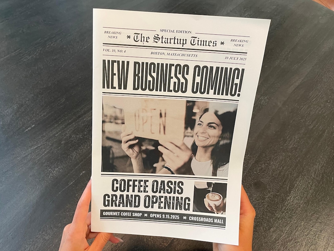 Small Business Newspaper Template | Canva Template, Digital Template ...