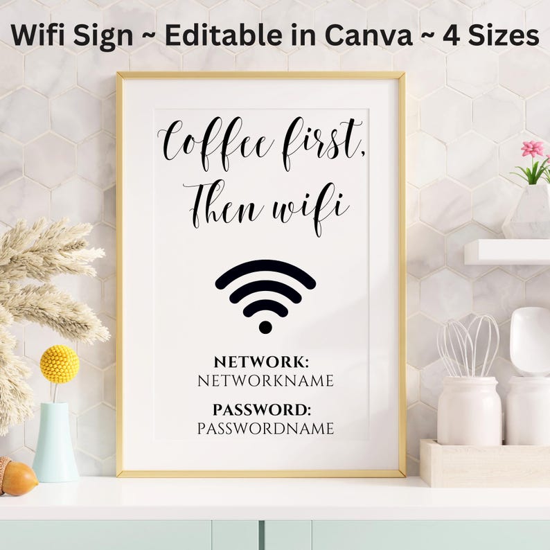 Wifi Password Sign | Wifi Sign in Canva Template | Download and Add to ...