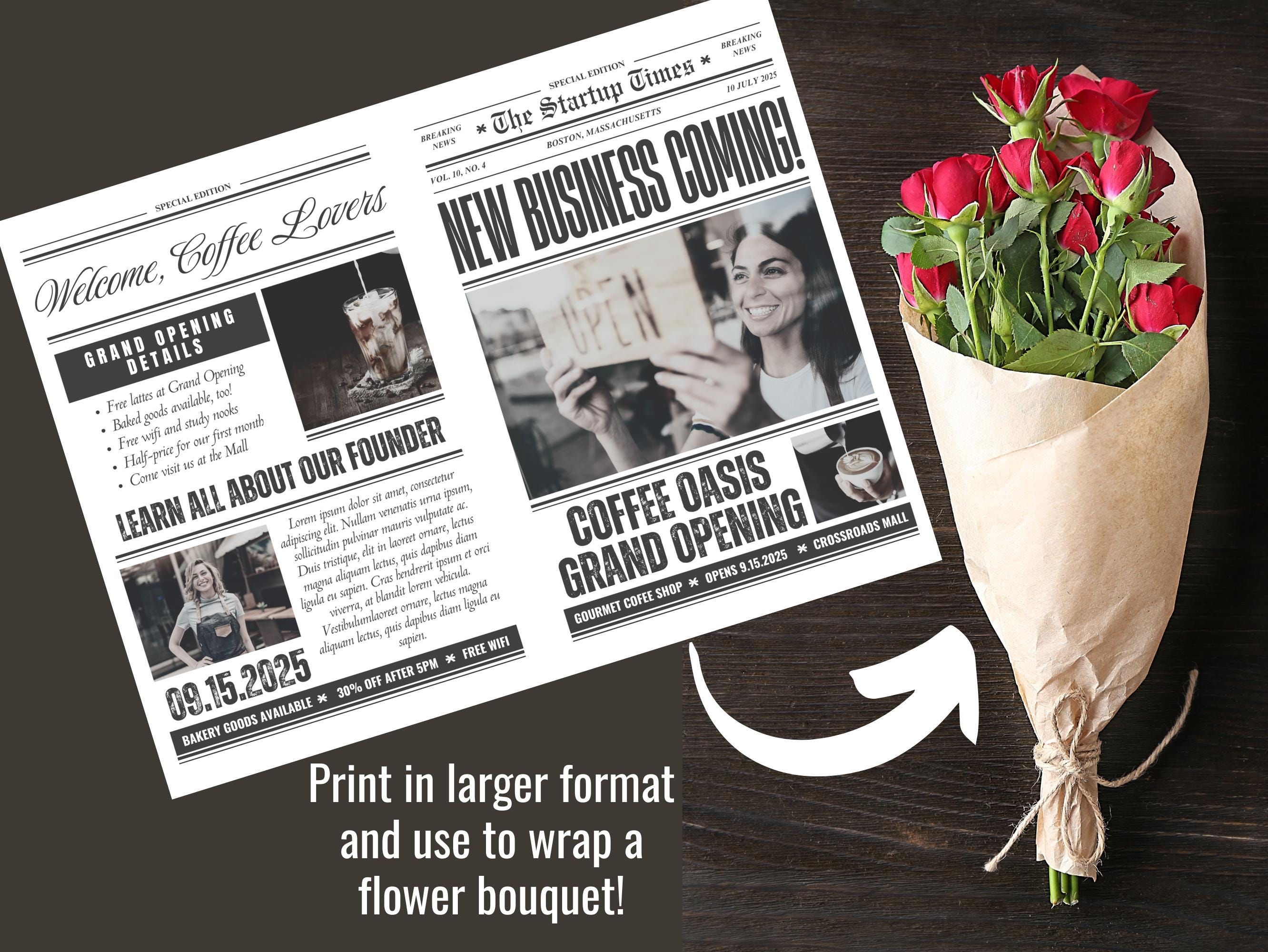 Small Business Newspaper Template | Canva Template, Digital Template ...