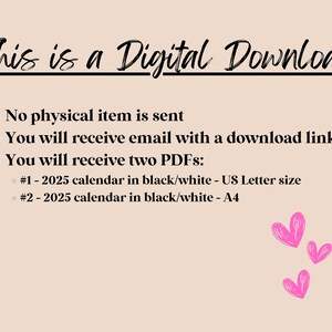 2025 Calendar | PDF Printable Digital Download | Calendar 2025 Script ...
