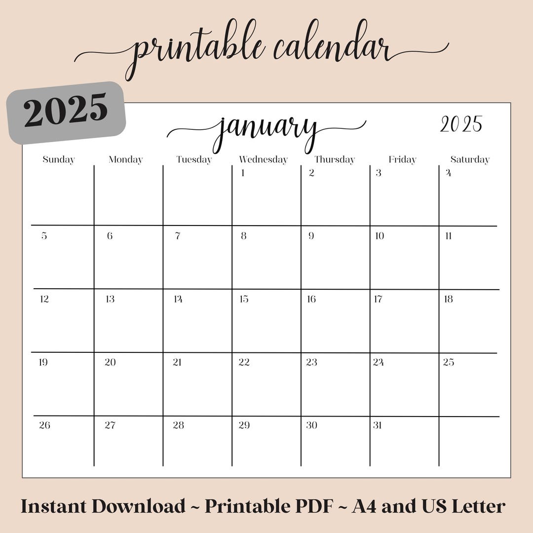 Kalender 2025 PDF Druckbare Digitaler Download Kalender 2025 ...