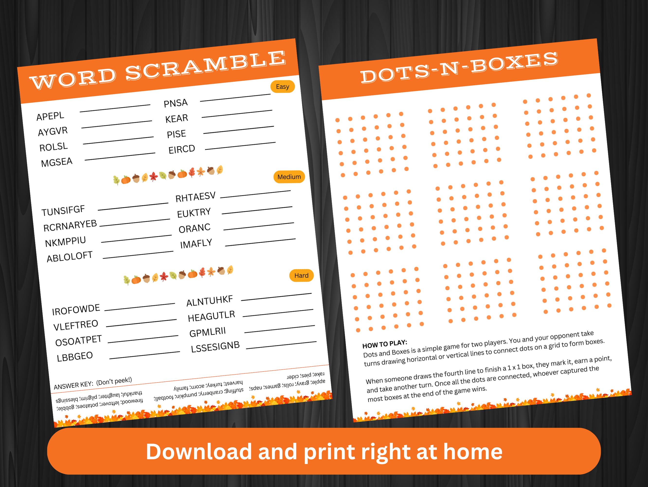 Thanksgiving Game Bundle - Printable Digital Download | Scavenger Hunt ...