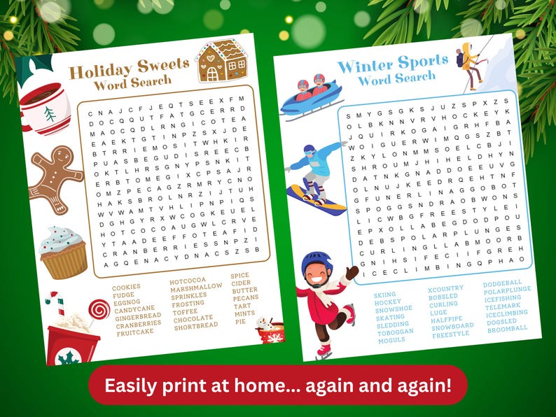 Christmas Word Searches | Set of 6 Festive Christmas Games | Christmas ...