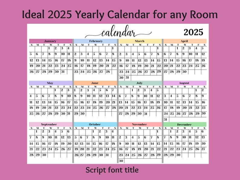 2025 Calendar | Wall Calendar, Printable Calendar, Desk Calendar, Large ...