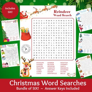 Christmas Word Searches | Set of 6 Festive Christmas Games | Christmas ...