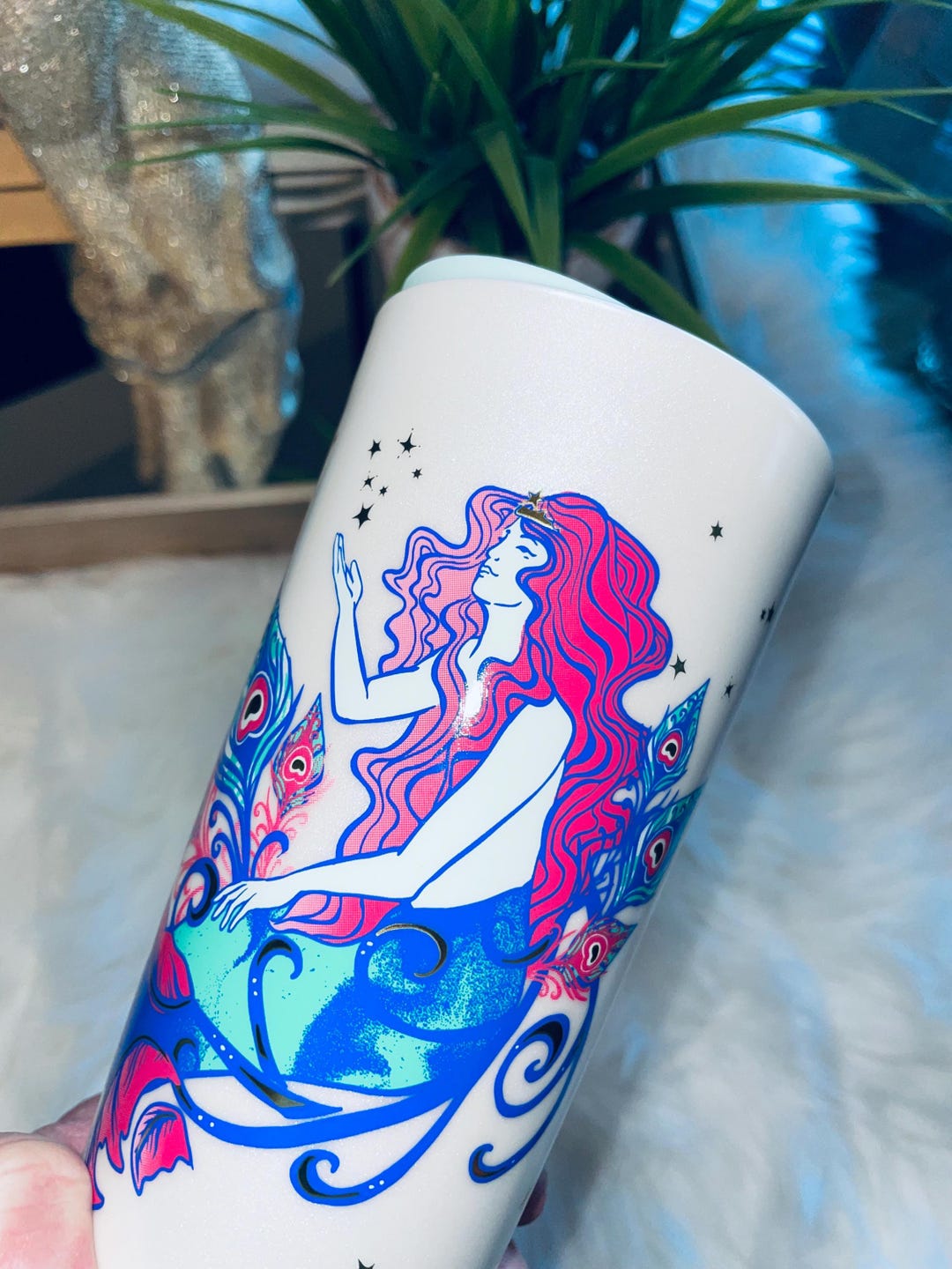 Starbucks Holiday 2024 Mermaid Ceramic Cup Glitter Siren Tumbler 12oz ...