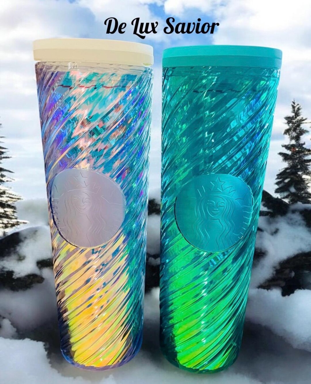 Starbucks Holiday Unicorn Swirl Cup Iridescent Spiral Hot Cold Tumbler ...