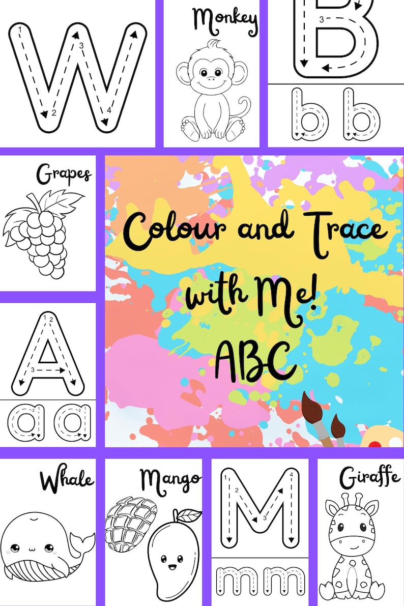 Colour and Trace ABC Book PRINTABLE - Etsy