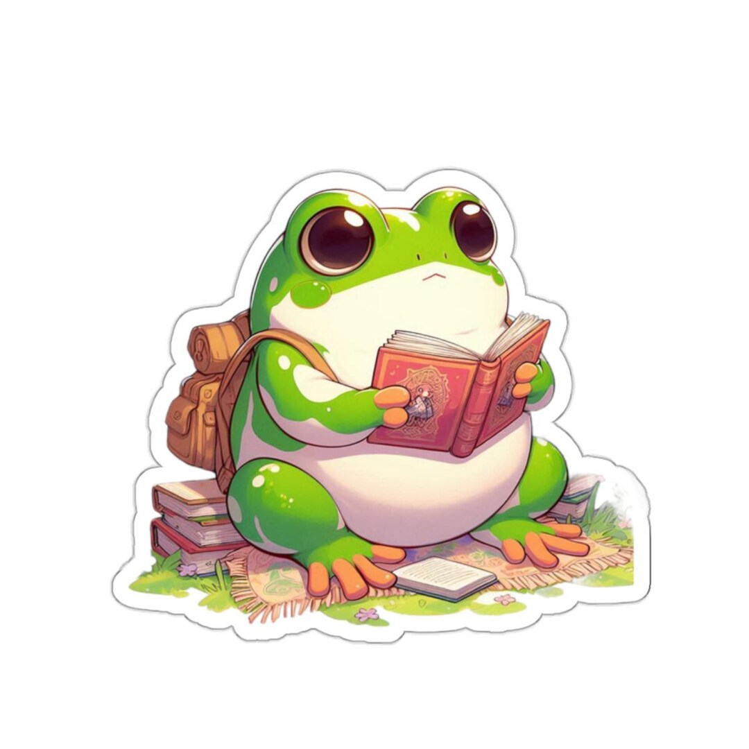 Cute Frog Reading Kiss-cut Stickers, Adorable Animal Lover Decals, Fun ...