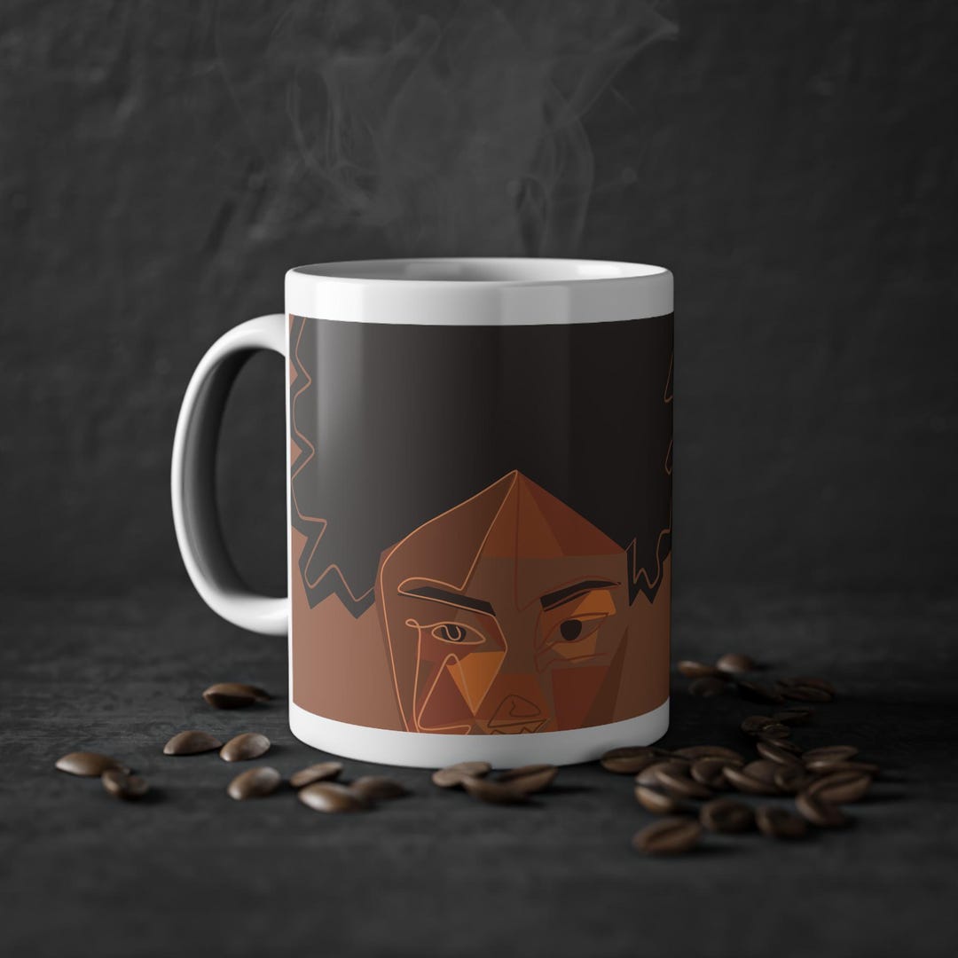African Mug, Abstract African Woman Illustration, Coffee Cup, Ethnic ...