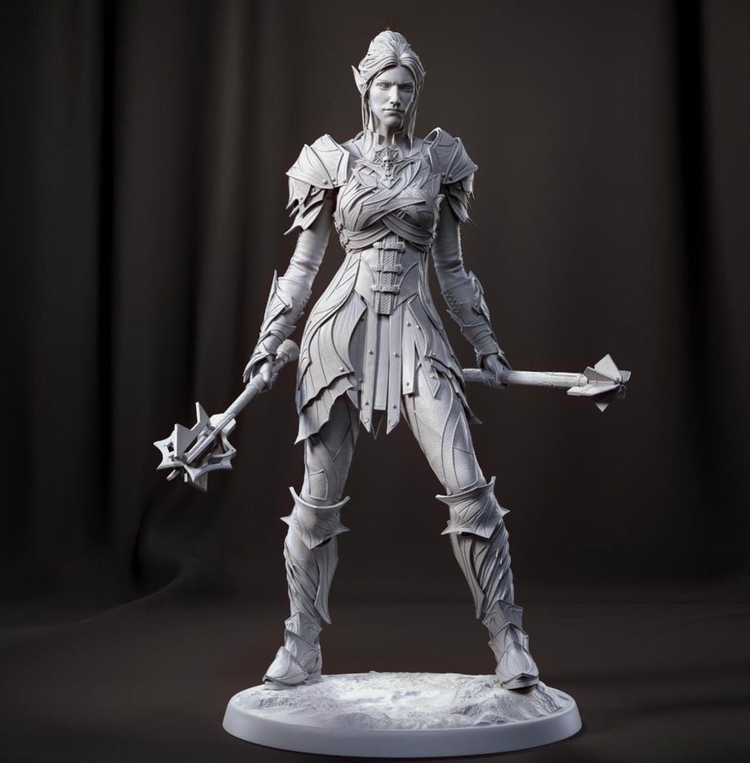 Elven Warrior - Figurine - Fantasy Character - Combat Armor - Dark ...