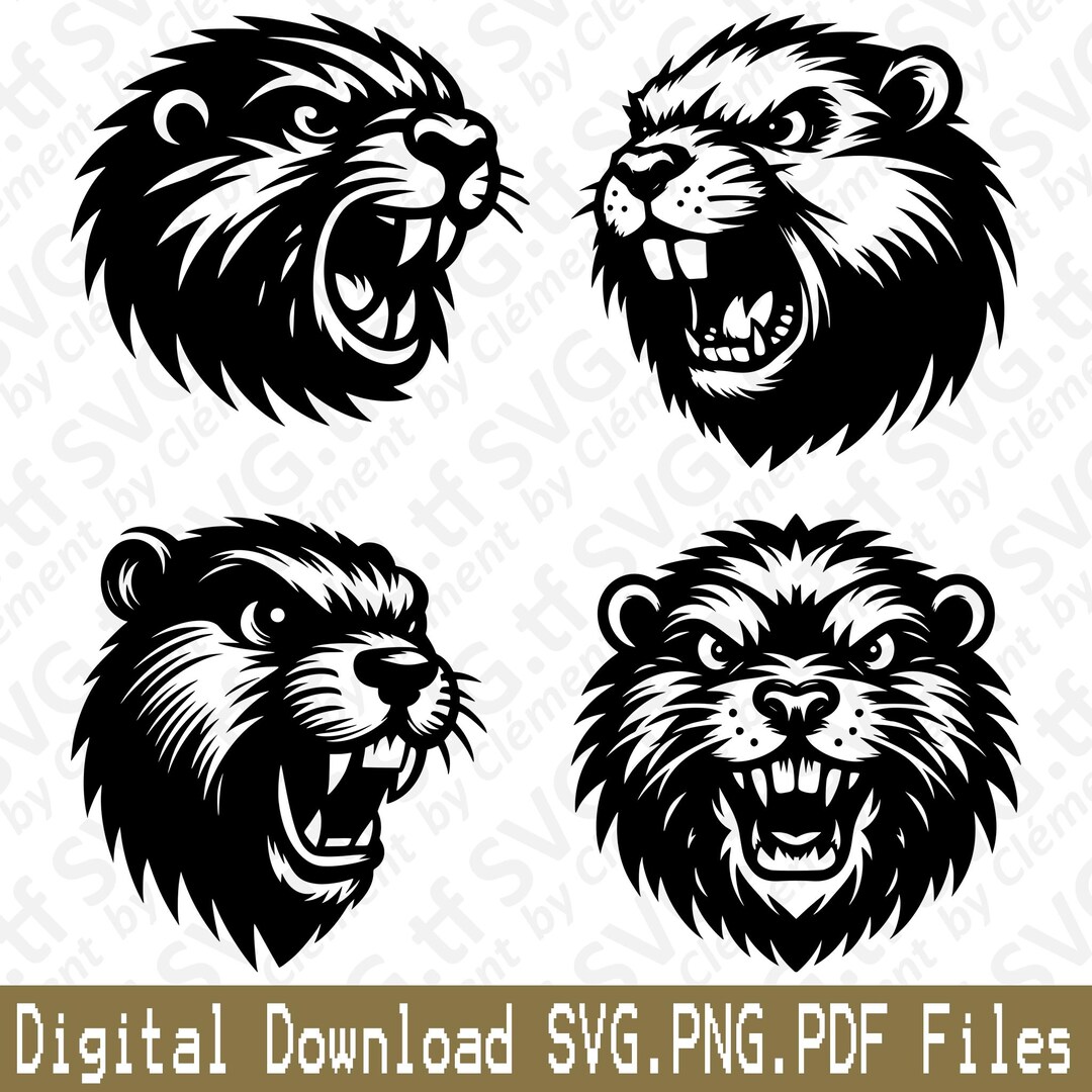 Angry Beaver Head. SVG PNG PDF Files. Roaring Wild Animal Emblem School ...