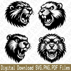 Angry Beaver Head. SVG PNG PDF Files. Roaring Wild Animal Emblem School ...