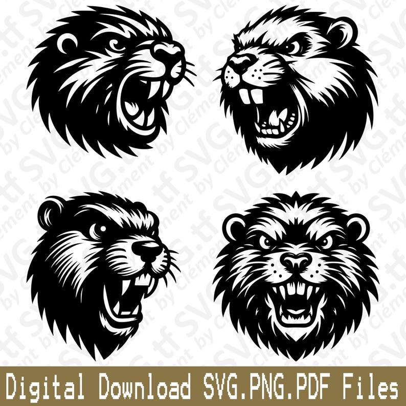 Angry Beaver Head. SVG PNG PDF Files. Roaring Wild Animal Emblem School ...