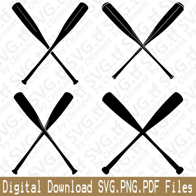 Crossed Baseball Bats. SVG PNG PDF Files. Swinging Pitching Sport ...