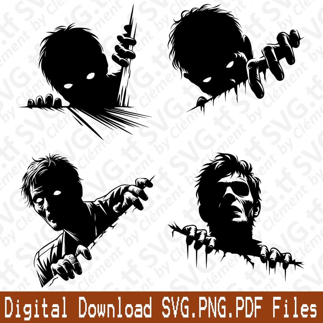 Peeking Zombie. SVG PNG PDF Files. Horror Dead Vector Clipart Print Cut ...