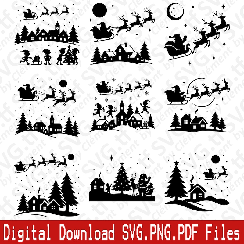 Santa in Sky Image Svg - Etsy