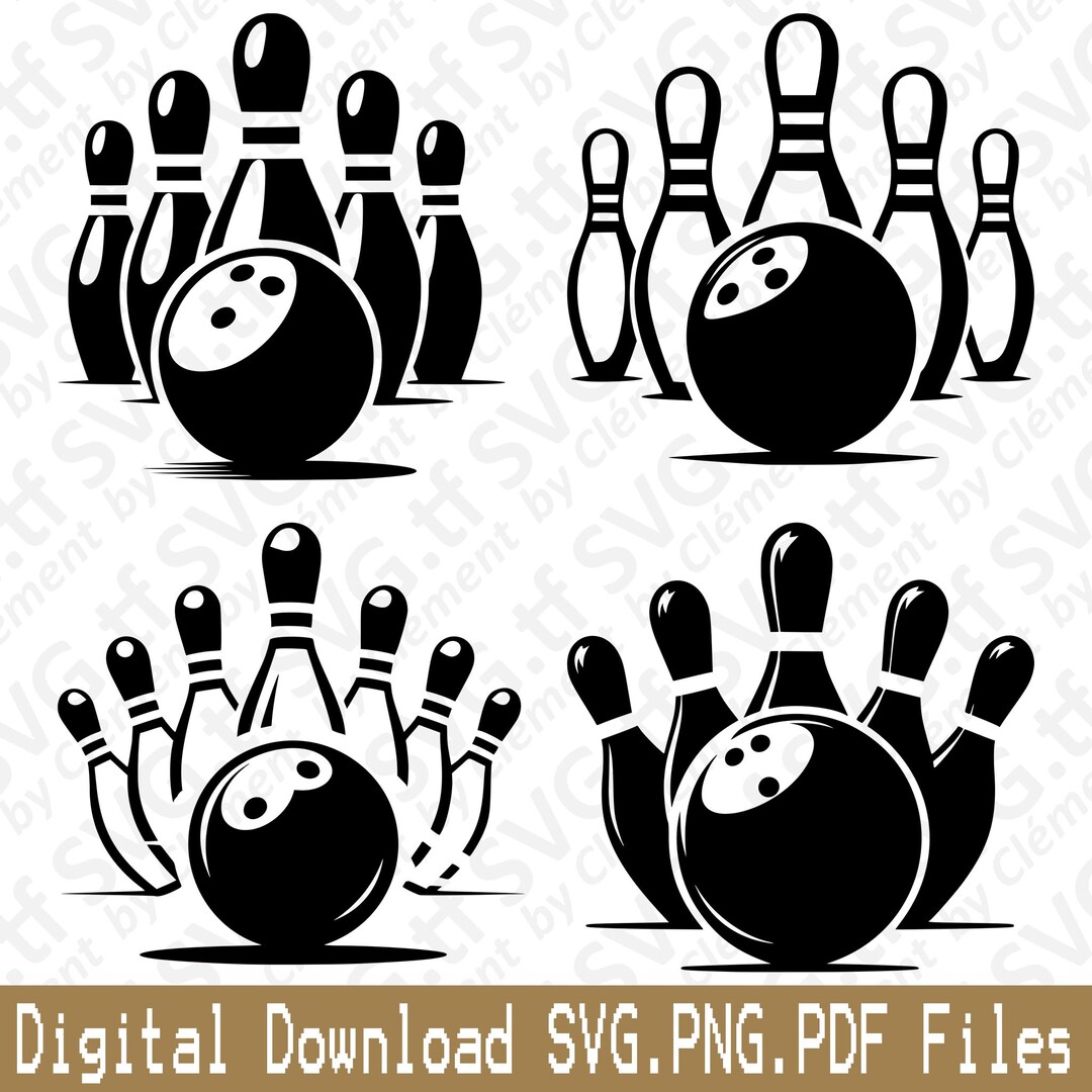 Bowling Ball and Pins. SVG PNG PDF Files. Sport Indoor Club School ...