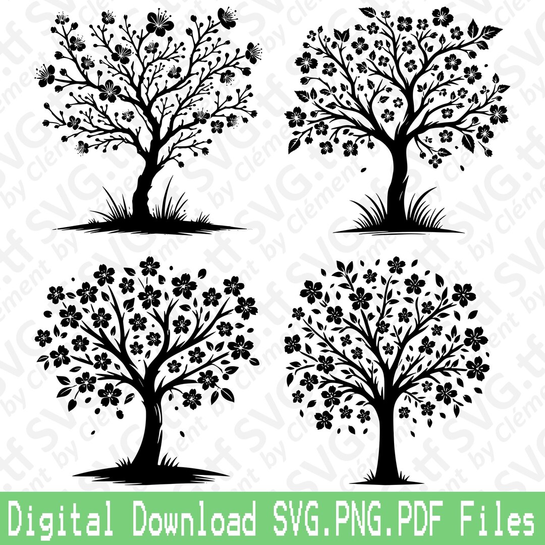 Cherry Blossom. Sakura Tree. SVG PNG PDF Files. Korea Japan Garden ...