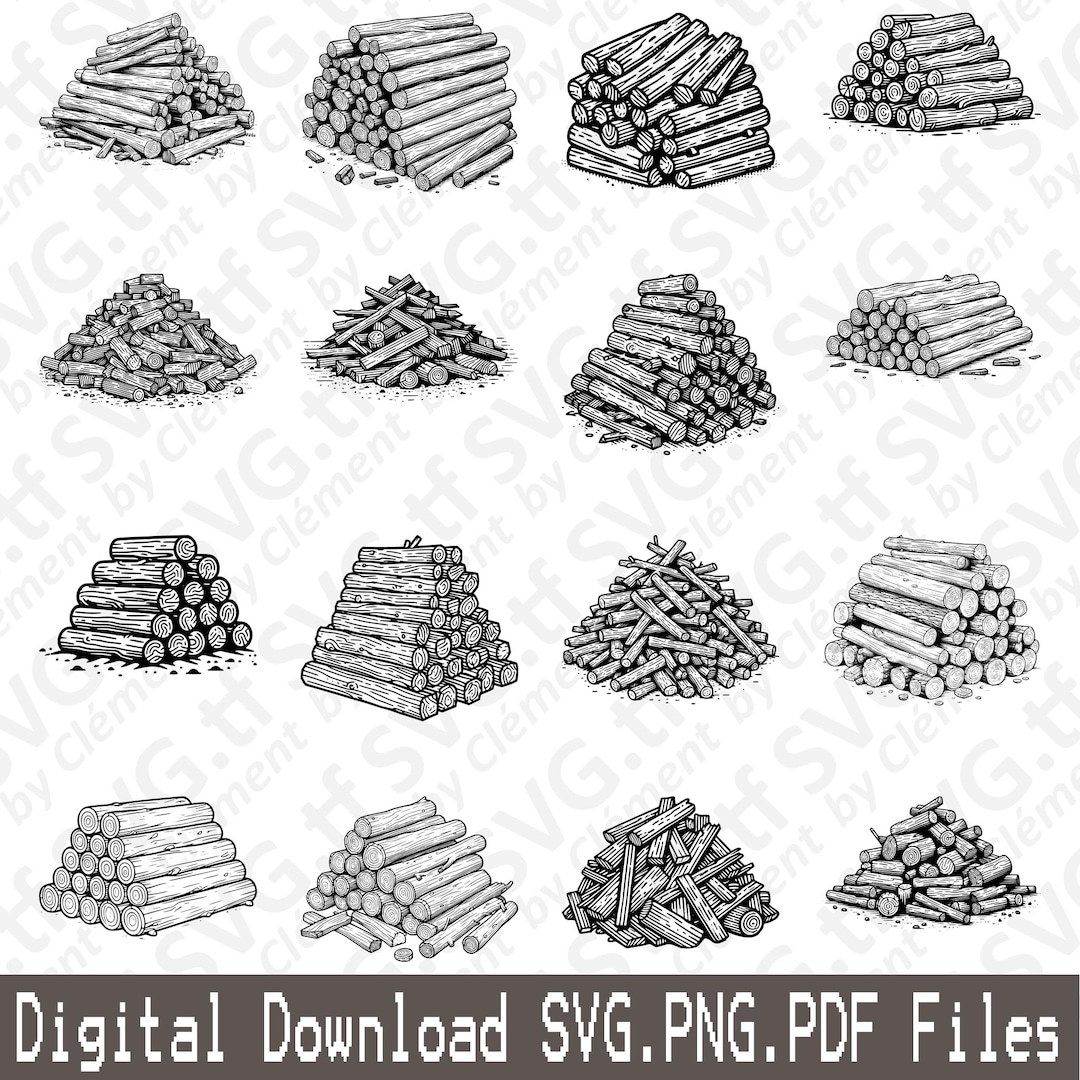 Woodpile. SVG PNG PDF Files. Wood Pile Firewood Fire Fireplace Garden ...