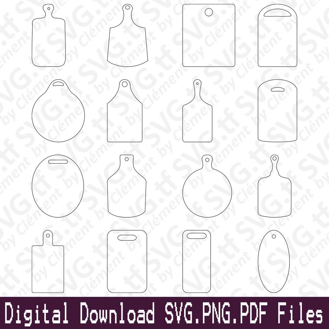 Cutting Board. Outline. SVG PNG PDF Files. Aperitif Food Wine Cheese ...