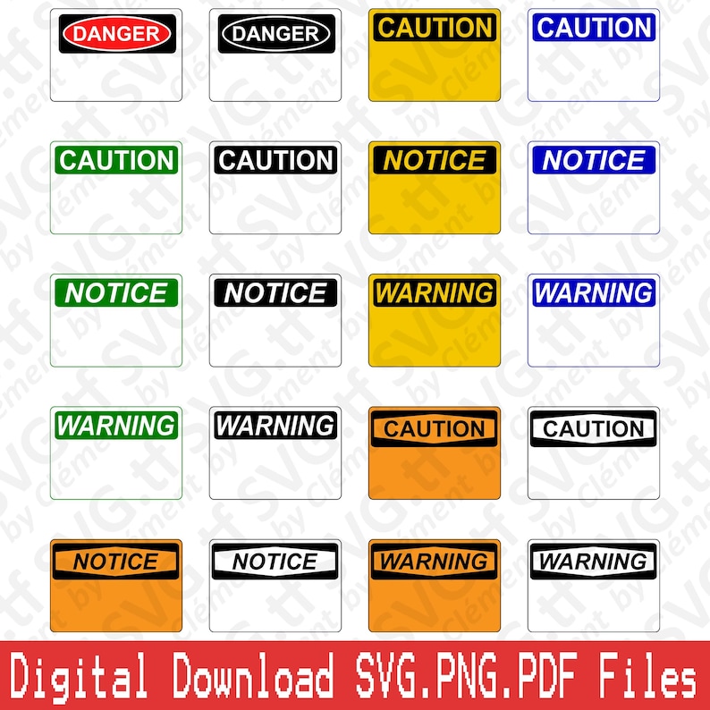 Blank Danger Caution Notice Warning Sign. Layered by Color. SVG PNG PDF ...