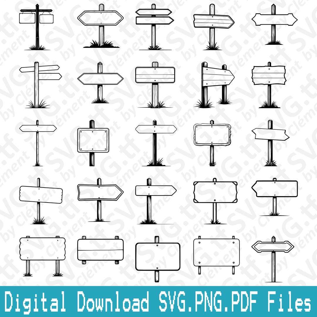 Blank Wooden Post Sign. SVG PNG PDF Files. Garden Forest Path House ...