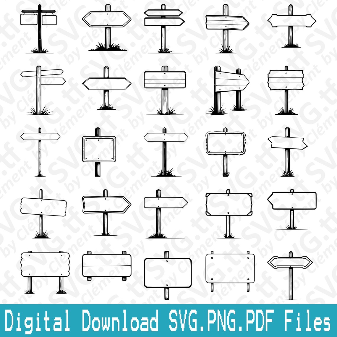 Blank Wooden Post Sign. SVG PNG PDF Files. Garden Forest Path House ...