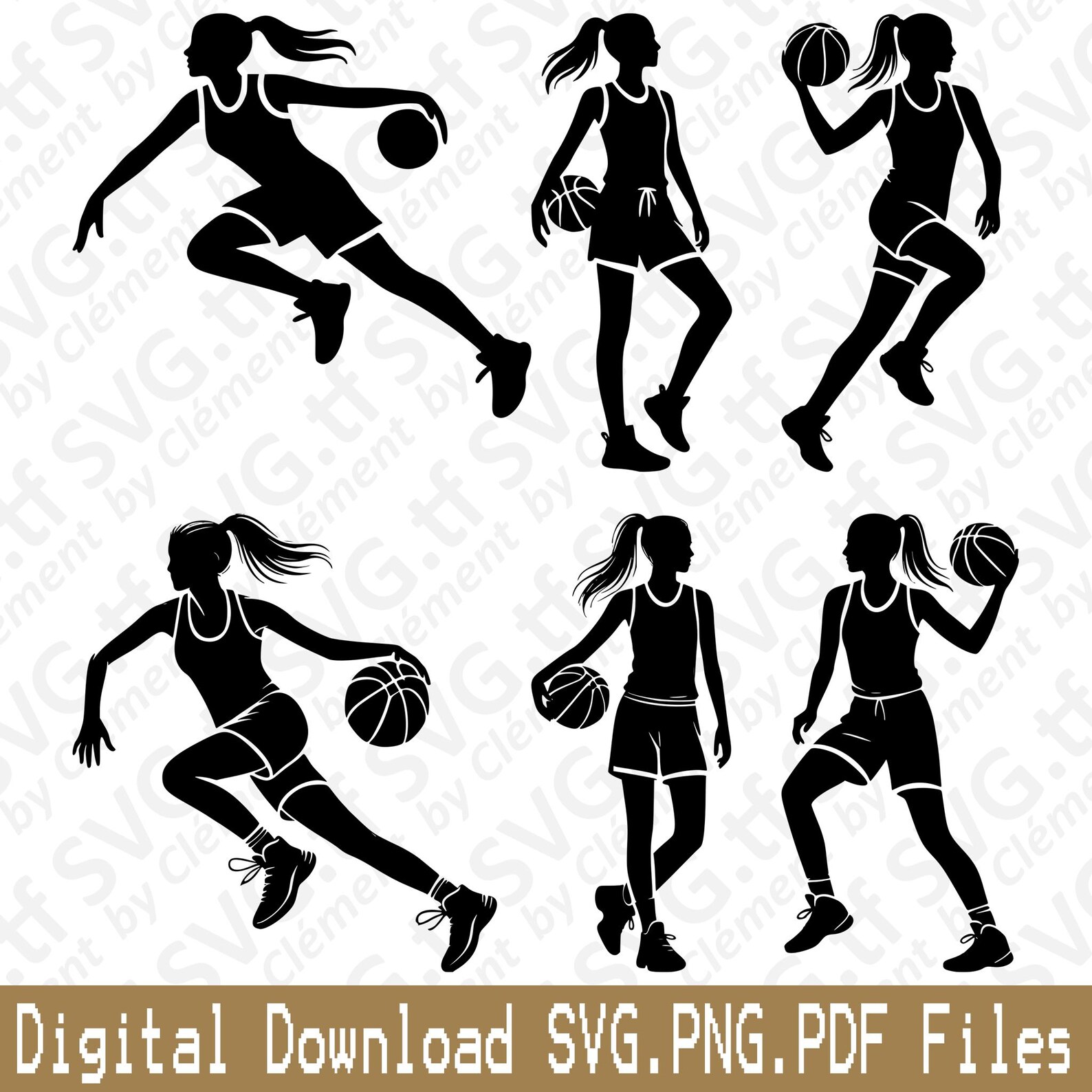 Female Basketball Player. SVG PNG PDF Files. Sport Indoor University ...