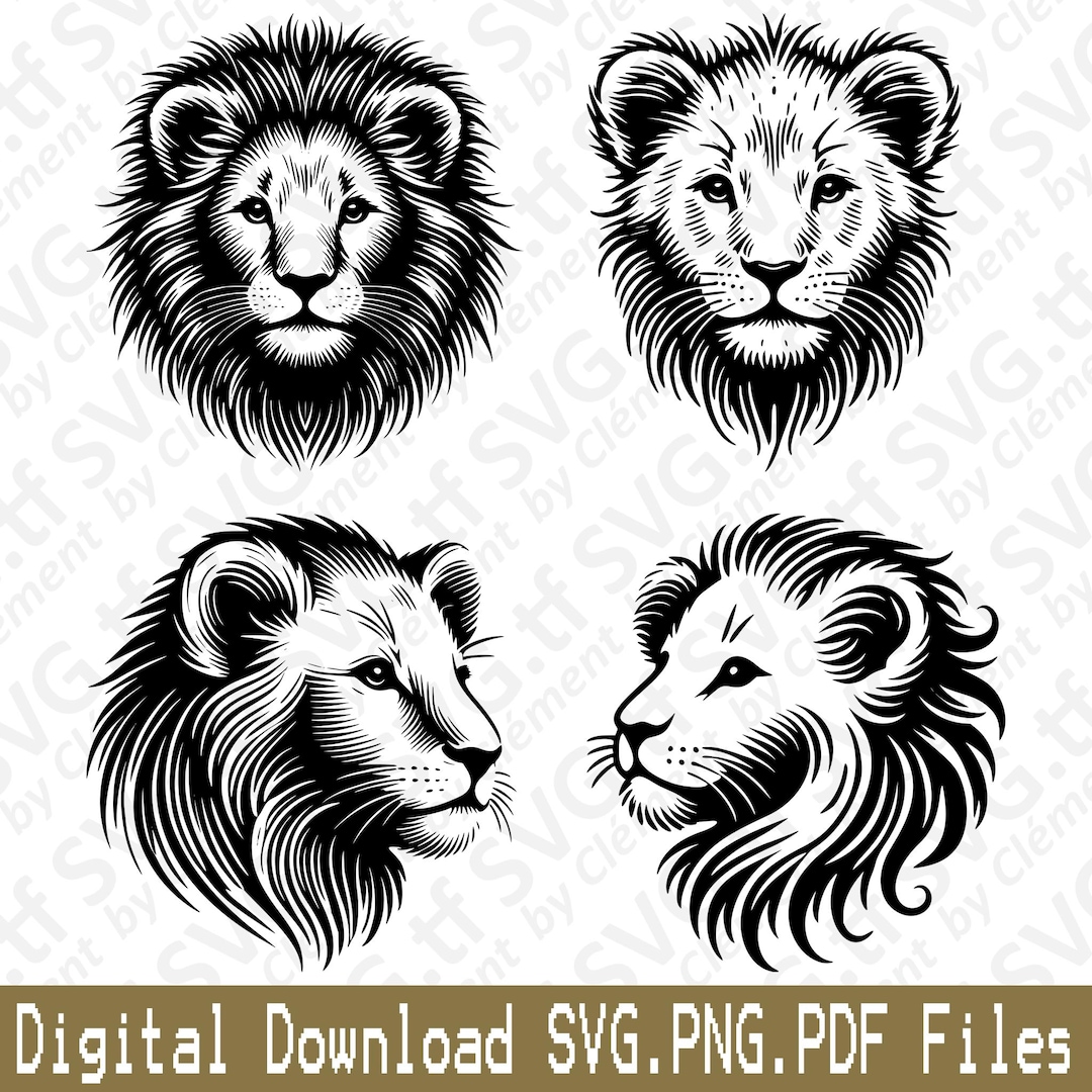 Lion Head. SVG PNG PDF Files. Cute Wild Animal Jungle Peeking Vector ...