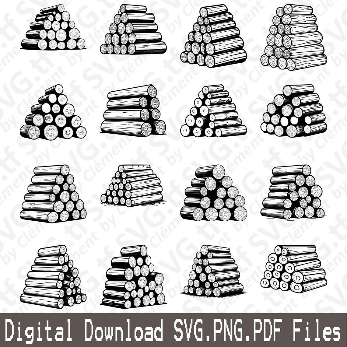 Woodpile. SVG PNG PDF Files. Wood Pile Firewood Fire Fireplace Garden ...