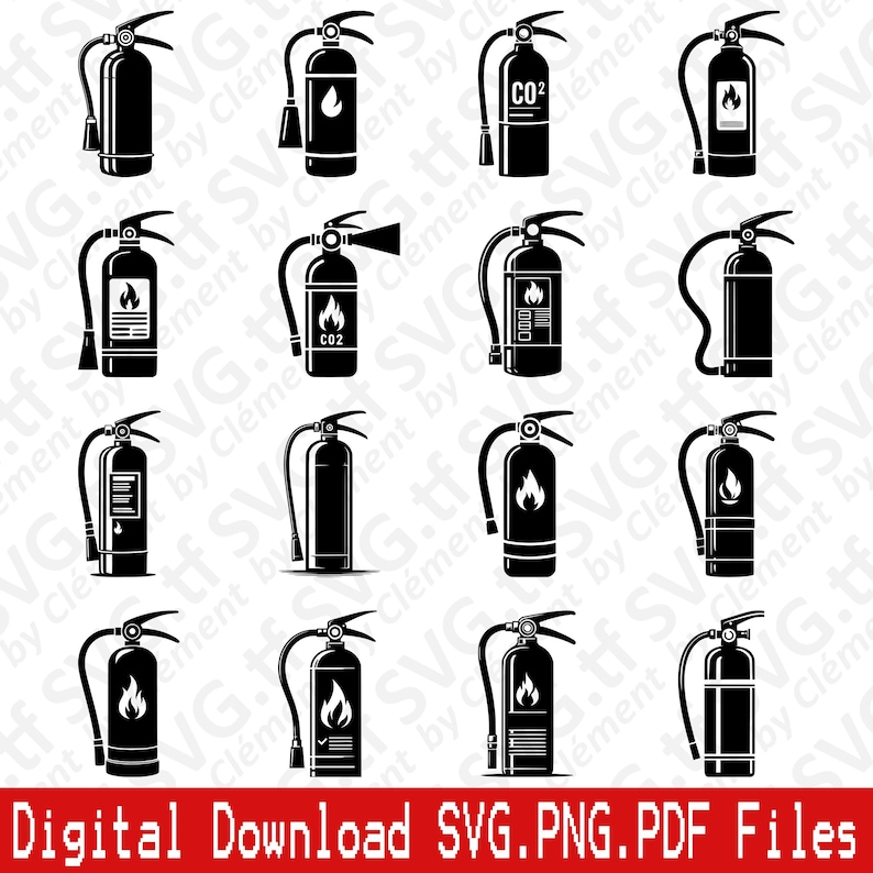Fire Extinguisher. SVG PNG PDF Files. Building Security Foam CO2 Water ...